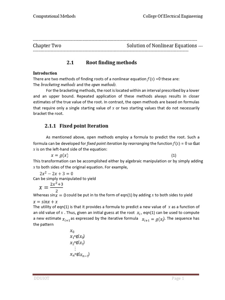 Nonlinear Equation Root-Finding Methods | PDF | Mathematical Analysis ...
