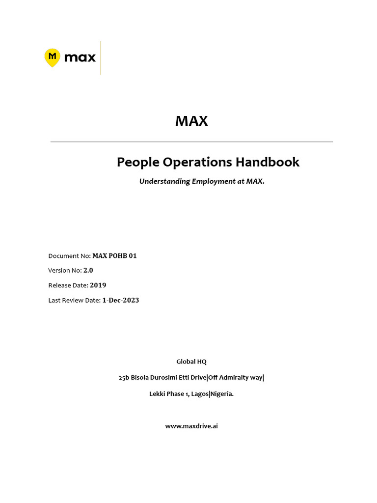 MAX People Operations Handbook | PDF | Performance Appraisal | Clothing
