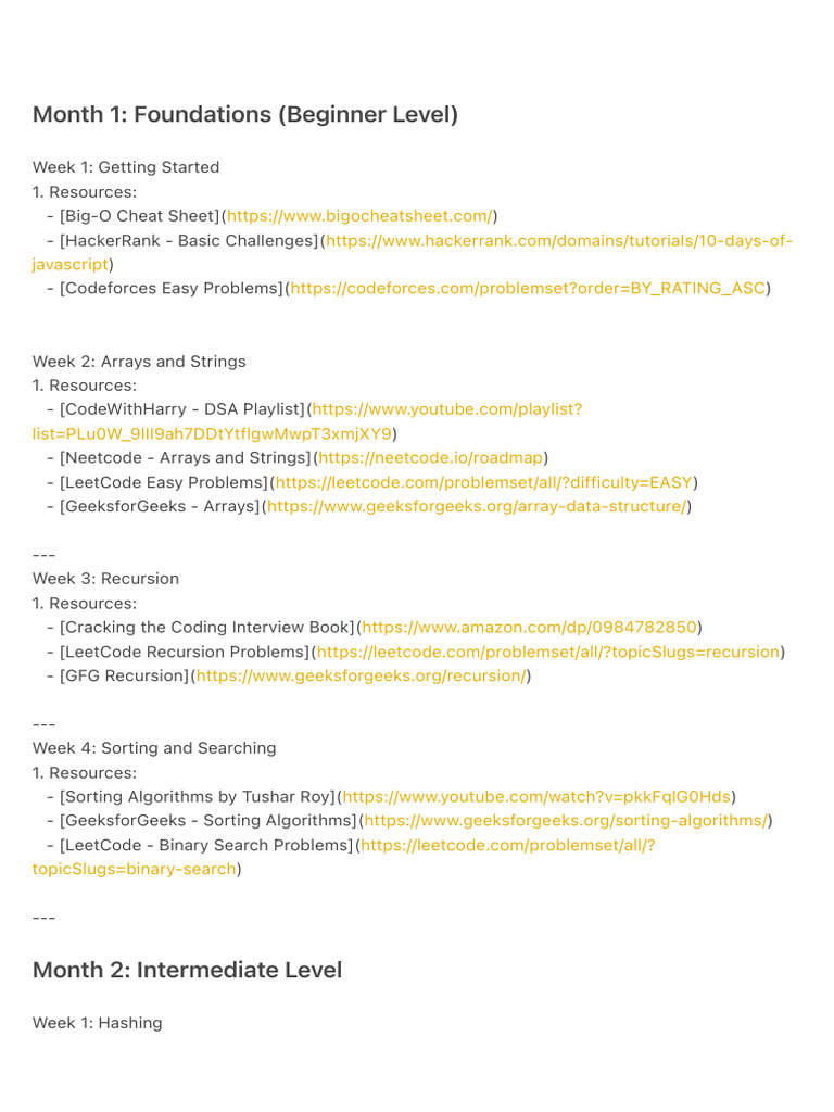 Resources Link For 3 Months Dsa Roadmap | PDF | Dynamic Programming ...