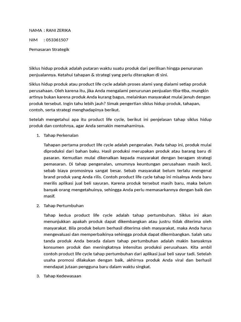 Diskusi 3 Pemasaran Strategik | PDF