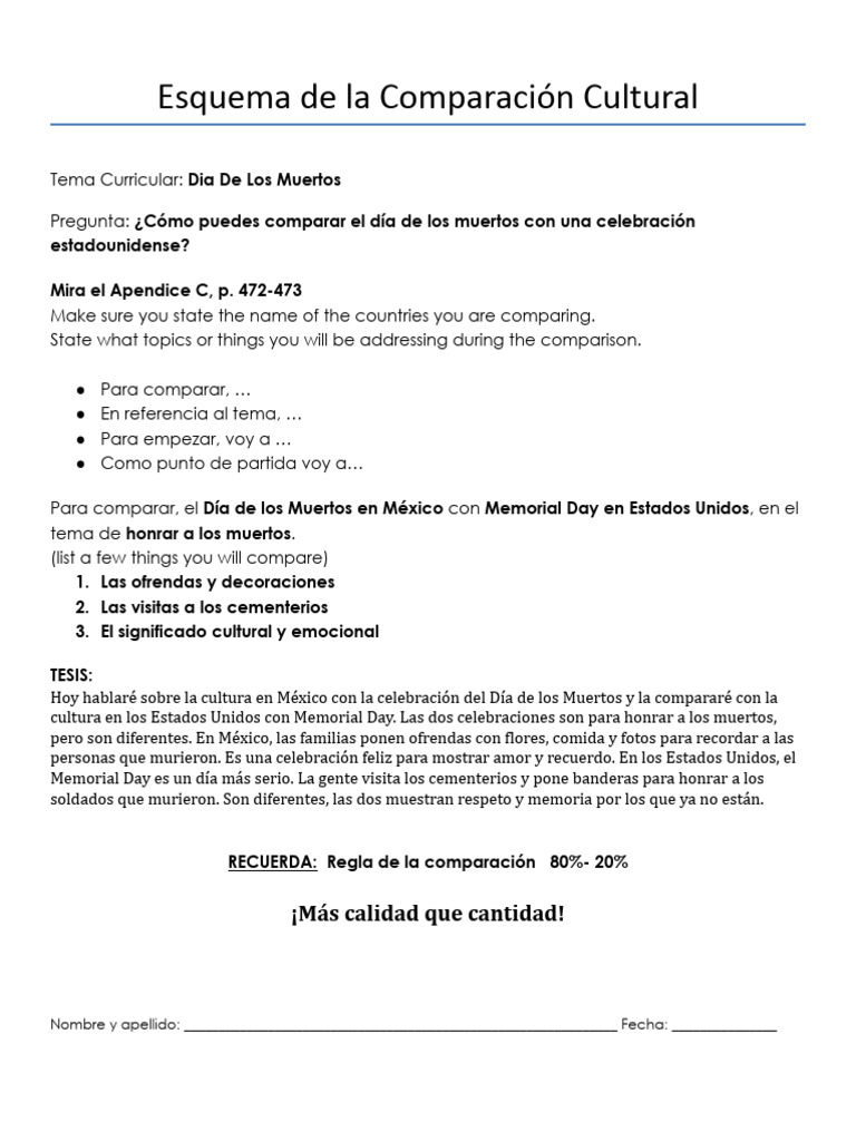 Kalen Wylie - Comparación Cultural Esquema - Graphic Organizer 2024 ...