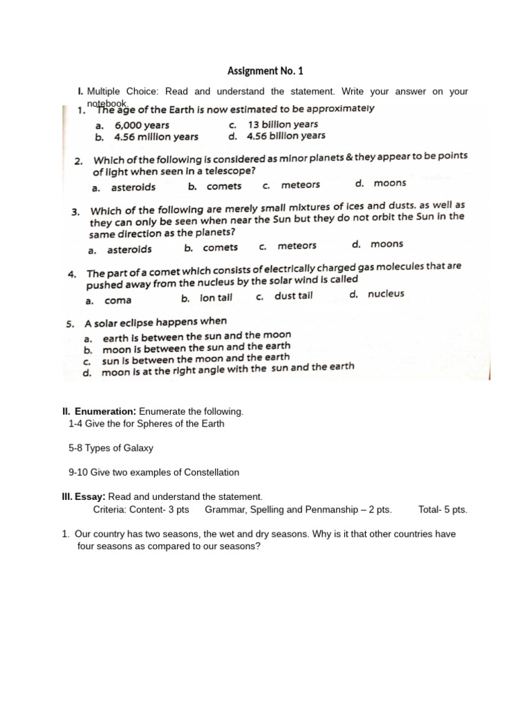 Assignment No.1-PRE BACC | PDF