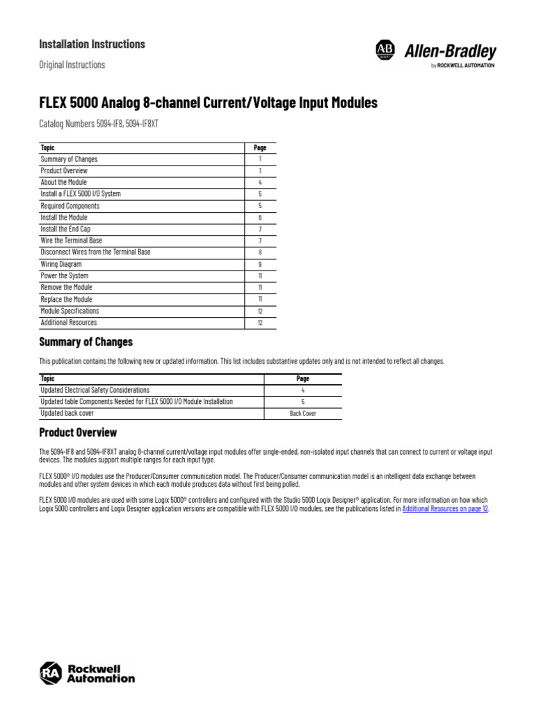 FLEX 5000 Analog 8-Channel Current/Voltage Input Modules: Installation ...