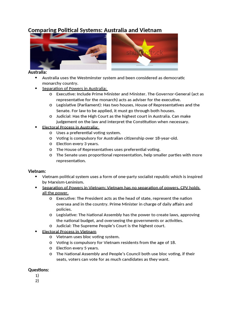 Comparing Political Systems_OnePageHandout_Sample_10 HASS (1) | PDF