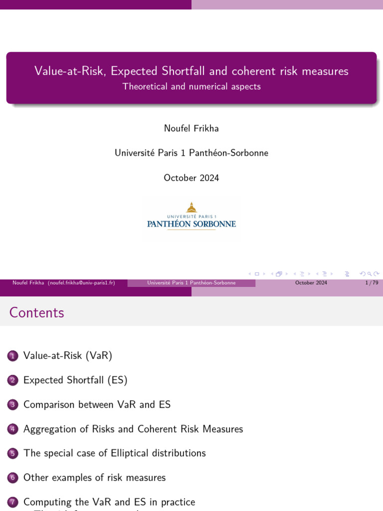 VaR and ES: Risk Measurement Insights | PDF | Value At Risk ...