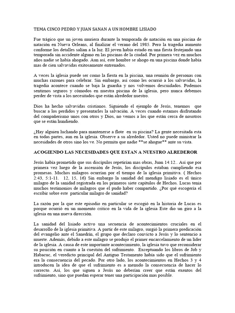 Sanidad del Hombre Lisiado en Hechos | PDF | Juan el apóstol | Jesús