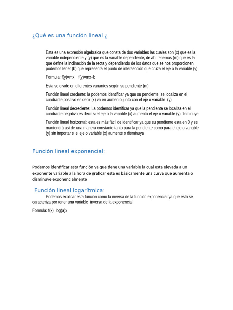 Funciones Lineales: Tipos y Fórmulas | PDF