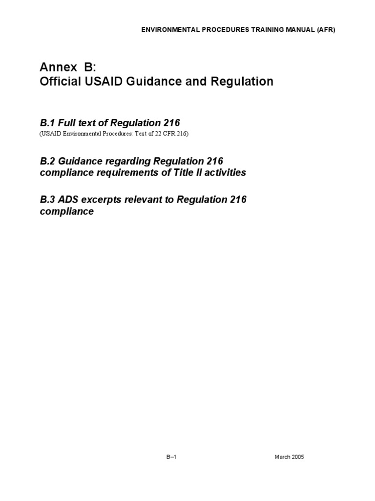 Annexb-Afr Eptm Mar2005b | PDF | National Environmental Policy Act ...