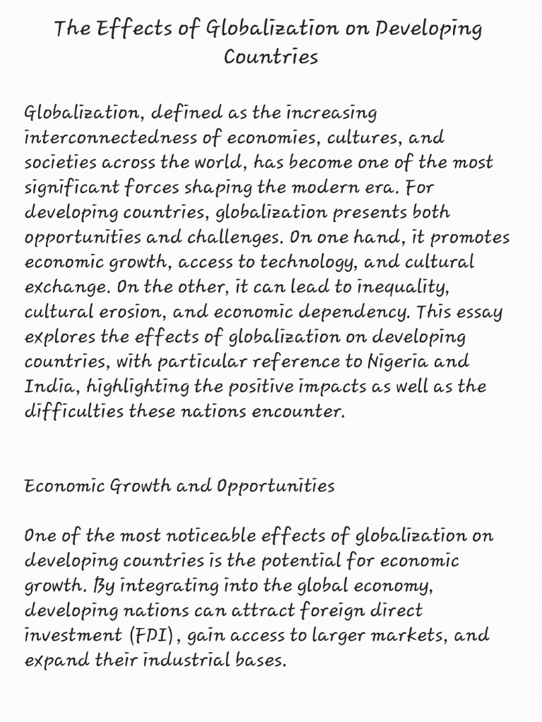 The Effects of Globalization On Developing Countries | PDF