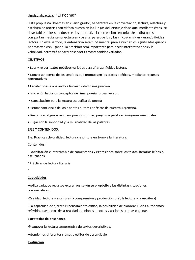 Unidad Didáctica - POESIA 2024 | PDF | Poesía | Sílaba