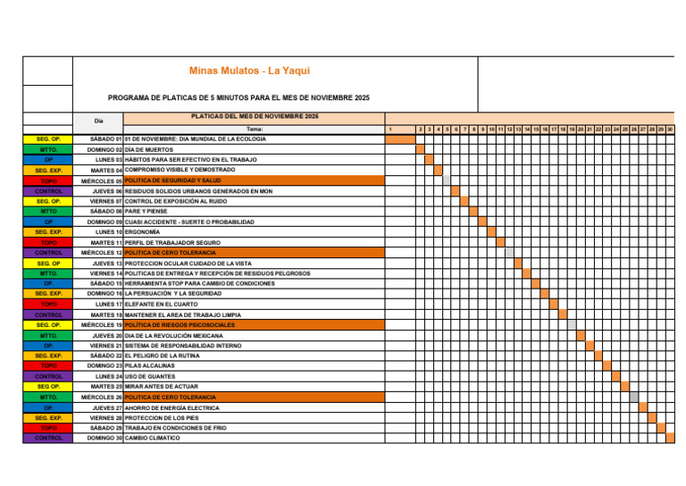 Programa de Platicas 5 Minutos Del Mes de Noviembre 2025 Icssa | PDF