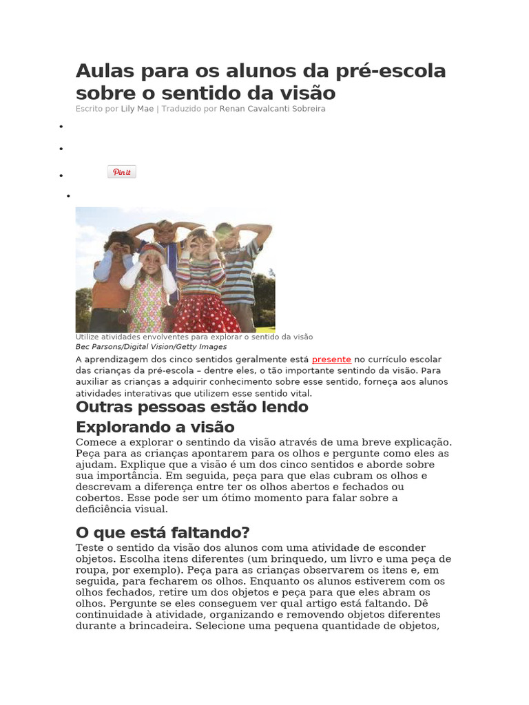Aulas para Os Alunos Da Pré | PDF | Sistema visual | Imagem