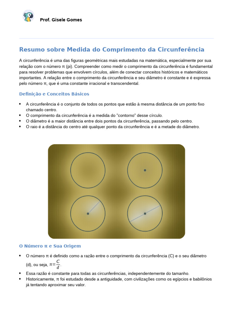 Comprimento Da Circunferência e o Número Pi | PDF | Pi | Círculo