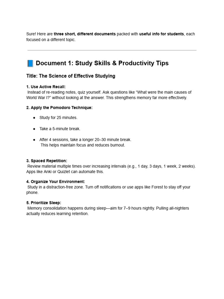 Study Skills for Enhanced Productivity | PDF