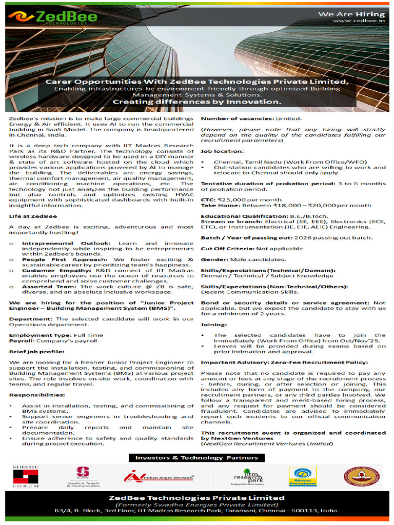 ZedBee Technologies BMS 2026 Batch | PDF