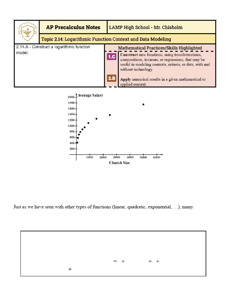 JC Notes+Topic+2.14+Logarithmic+Modeling | PDF | Decibel | Logarithm