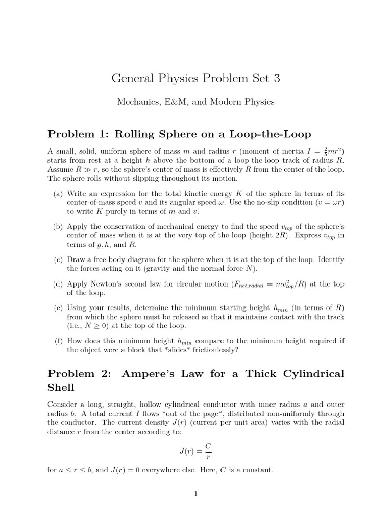 Physics Problem Set: Mechanics & E&M | PDF | Force | Mass
