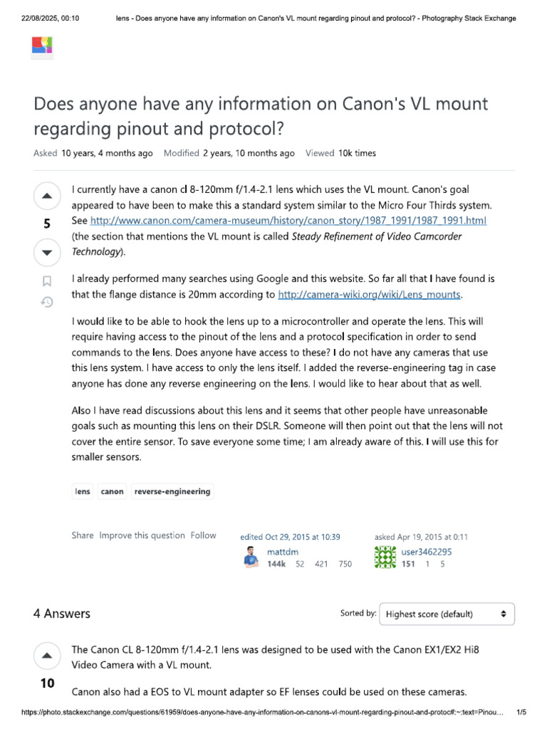 Canon VL Lense Pinout | PDF