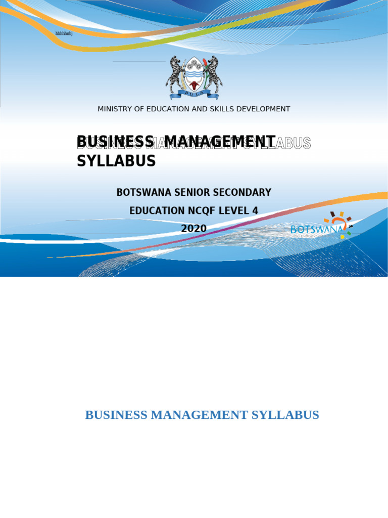 Business Management Syllabus 2023 | PDF | Educational Assessment | Learning