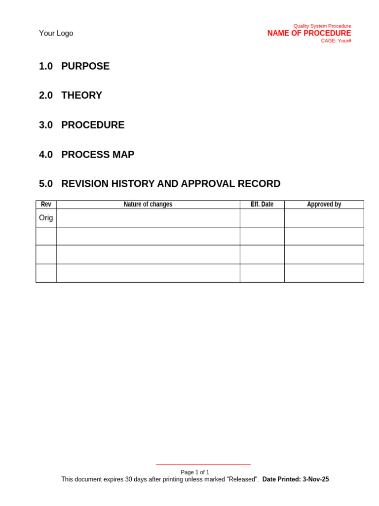 Procedure 3 Template Rev Orig | PDF