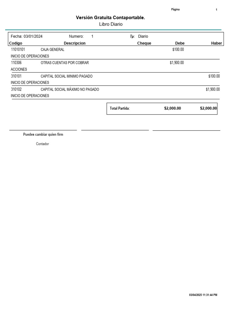 Libro Diario Contable Gratuito | PDF | Cheque | Bancos