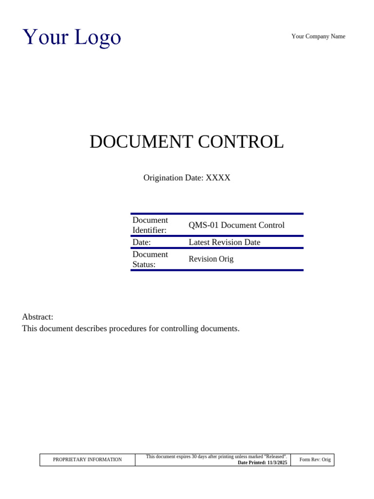 Document Control Procedures QMS-01 | PDF | Quality Management System ...
