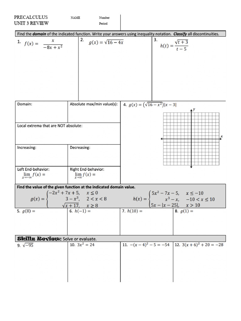 Precalculus Unit 3 Review: Rectangles & Parabolas | PDF