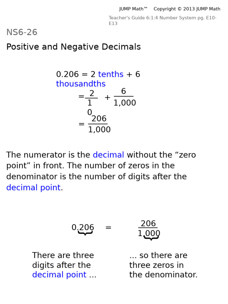 Teaching Positive and Negative Decimals | PDF | Decimal | Numbers