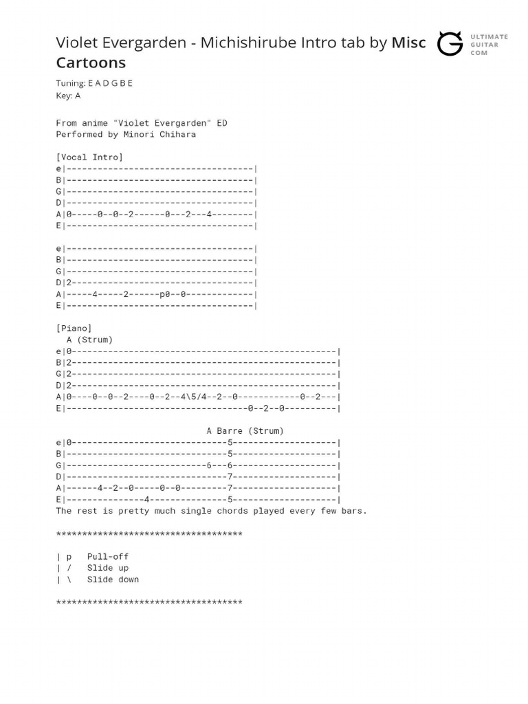 Violet Evergarden - Michishirube Intro Tab | PDF