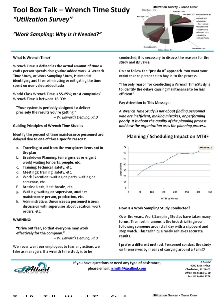 Tool Box Talk - Wrench Time Study | PDF | Personal Digital Assistant ...
