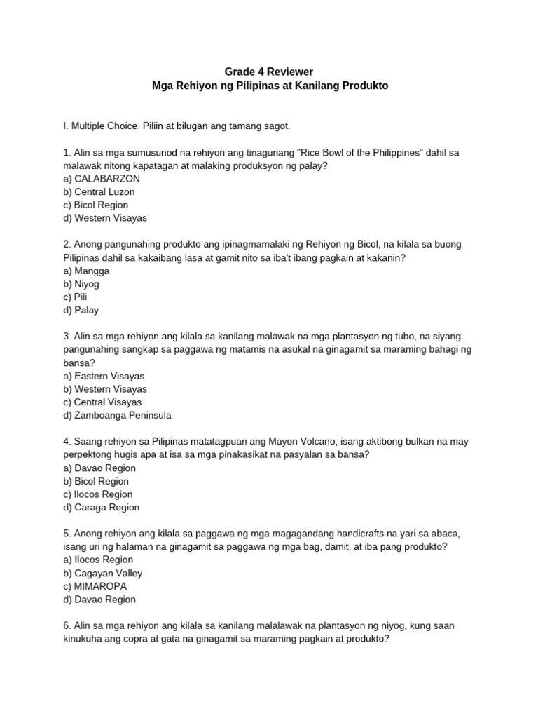 Grade 4 Reviewer | PDF