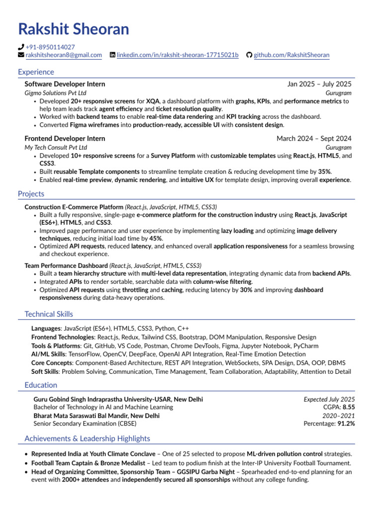 Resume Rakshit Sheoran-FINAL | PDF | Software Engineering | Systems Architecture