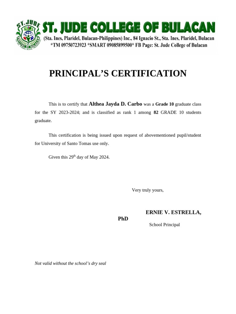 Certificate of Ranking | PDF