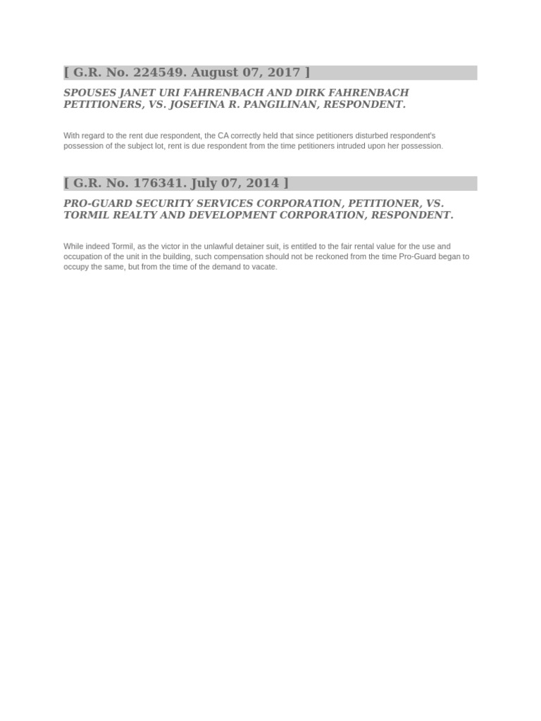 Back Rentals Reckoning For Forcible Entry and Unlawful Detainer | PDF
