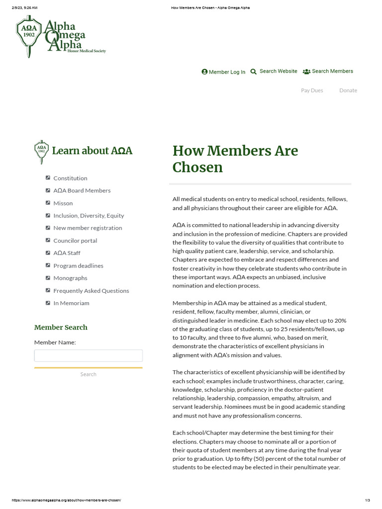 How Members Are Chosen - Alpha Omega Alpha | PDF | Leadership | Social ...