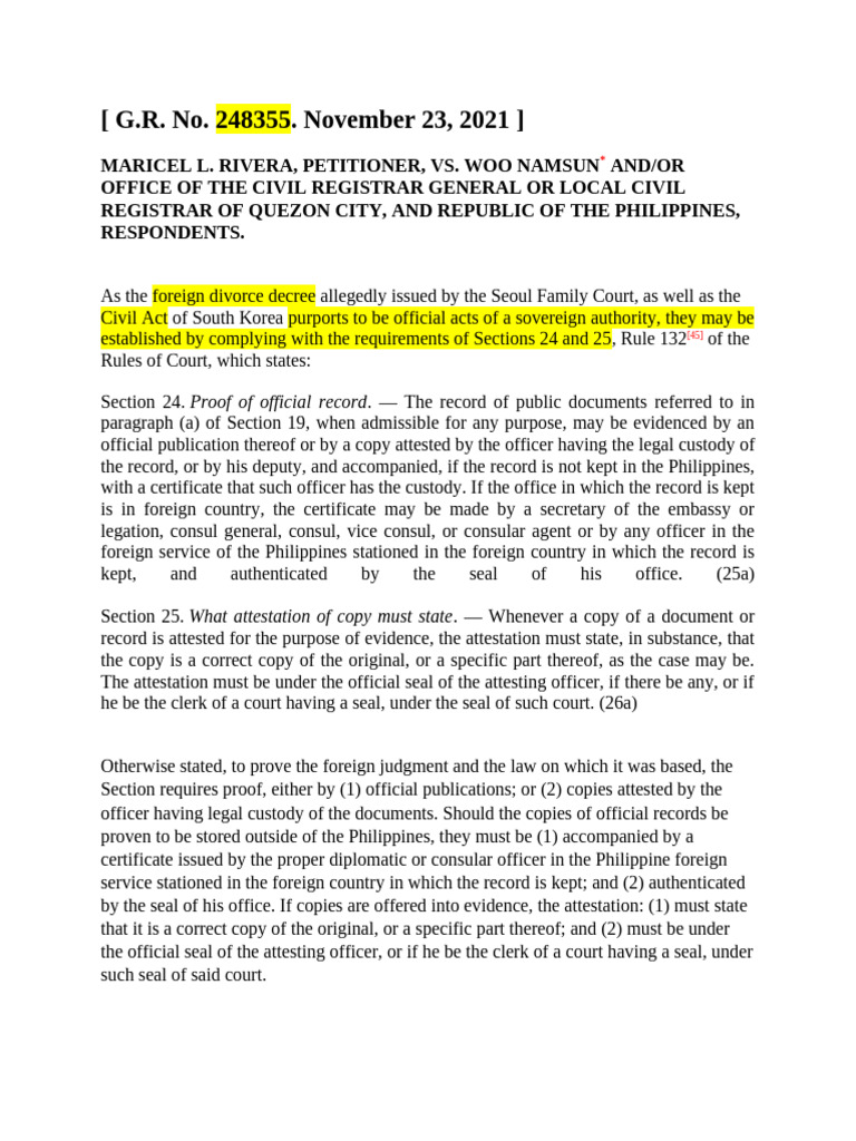 Proof of Divorce Decree and Foreign Law | PDF | Consul (Representative ...