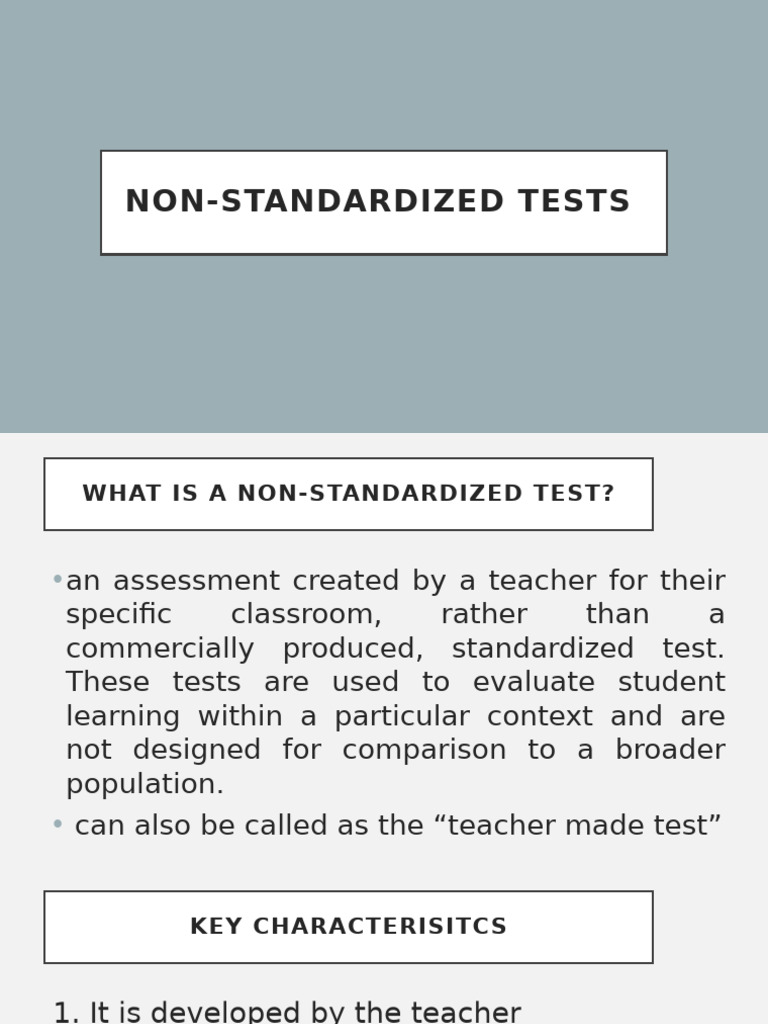 Understanding Non-Standardized Tests | PDF | Educational Assessment ...