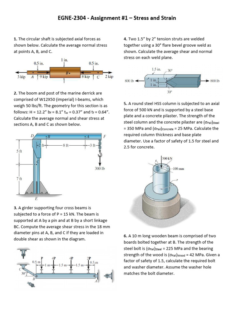 Stress and Strain Calculations Assignment | PDF | Beam (Structure ...