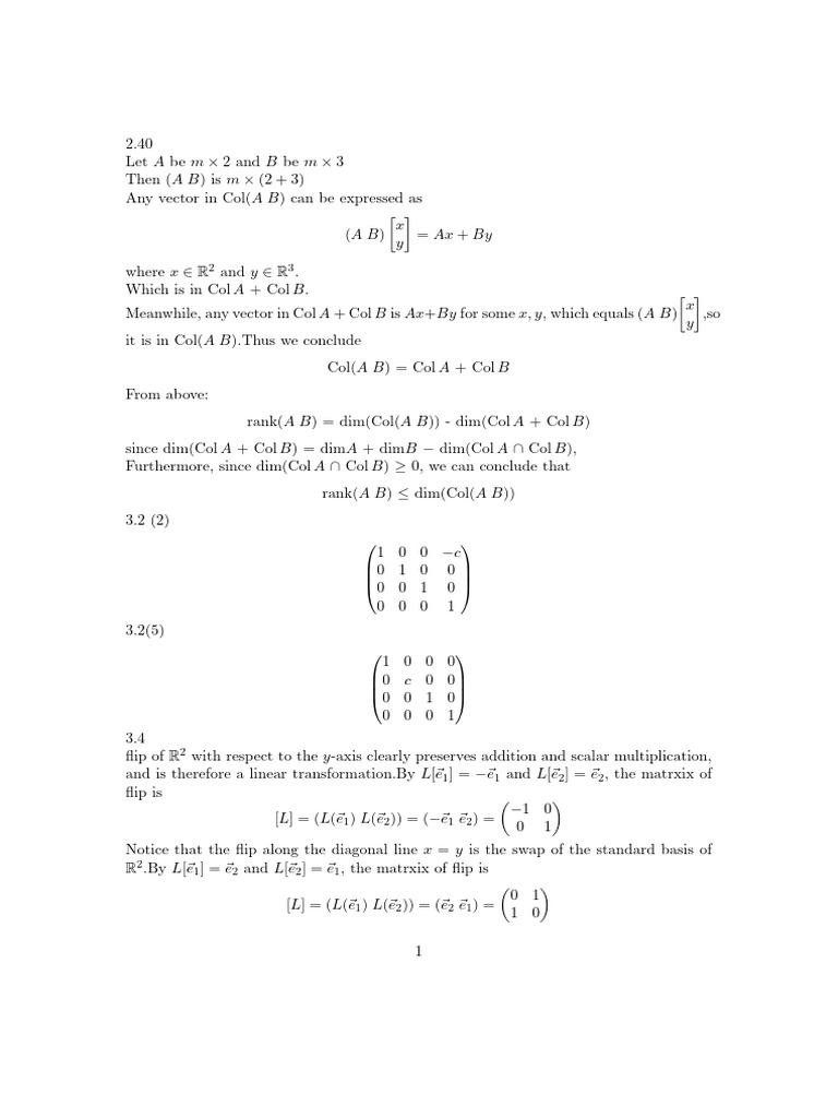Hkust 25fall Math2121hw4 | PDF | Matrix (Mathematics) | Linear Map