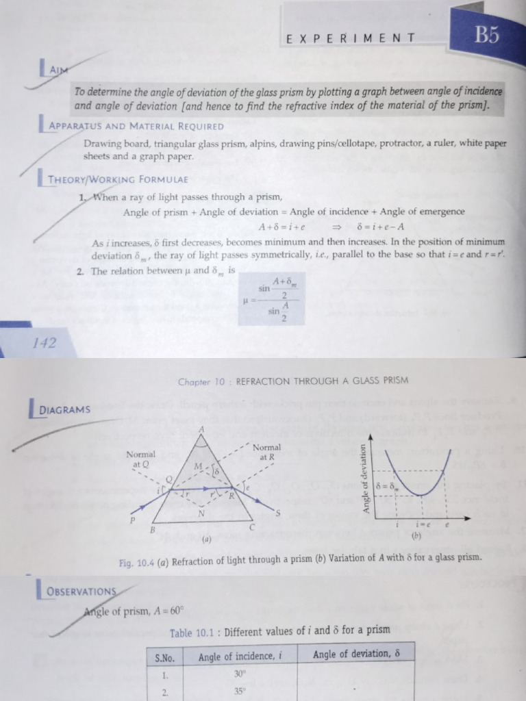 Glass Prism Refraction Experiment Guide | PDF | Refraction | Optics