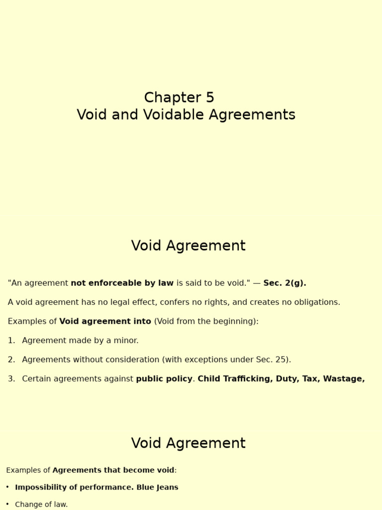 Void vs. Voidable Agreements Explained | PDF | Void (Law) | Contract Law