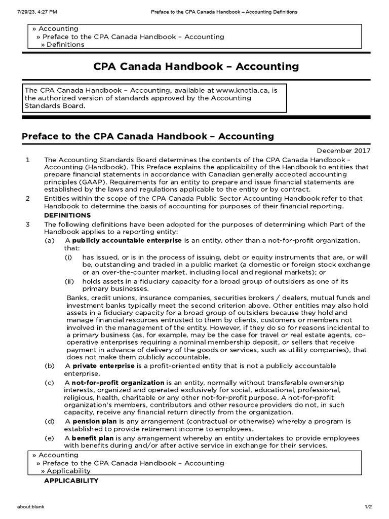 CPA Canada Handbook Overview | PDF | Accounting | Financial Services