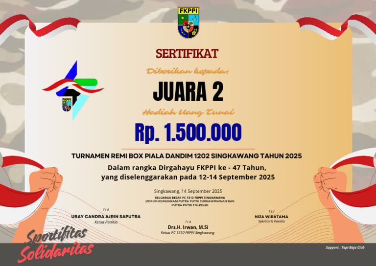 Putih Dan Merah Meriah Modern Ilustrasi Sertifikat Juara Lomba Hari ...