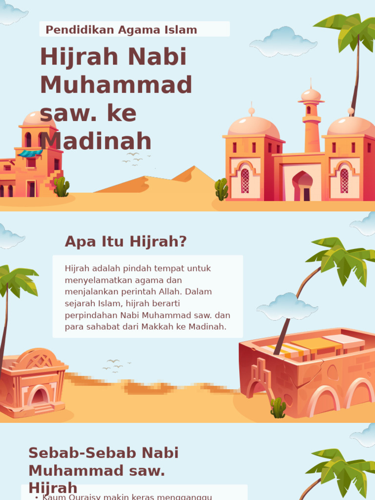 Kisah Hijrah Nabi Muhammad SAW Ke Madinah Presentasi Pendidikan Biru ...