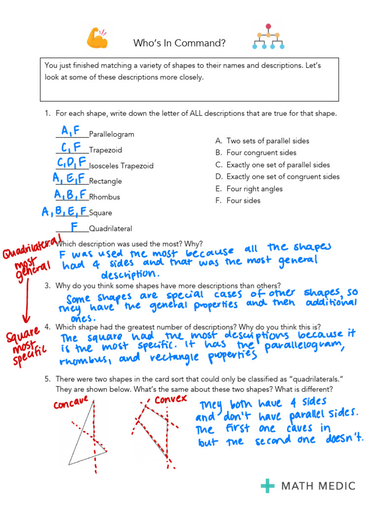 Geometry Answer Key for Quadrilaterals | PDF | Rectangle | Shape