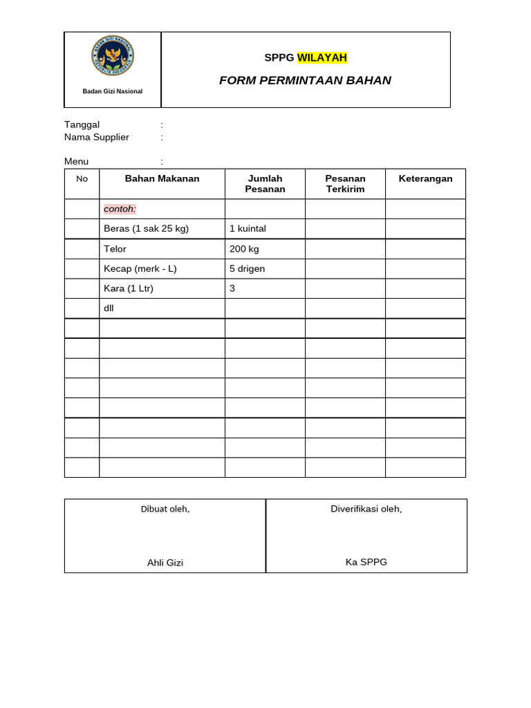 Salinan Dari Template_form Permintaan Bahan | PDF
