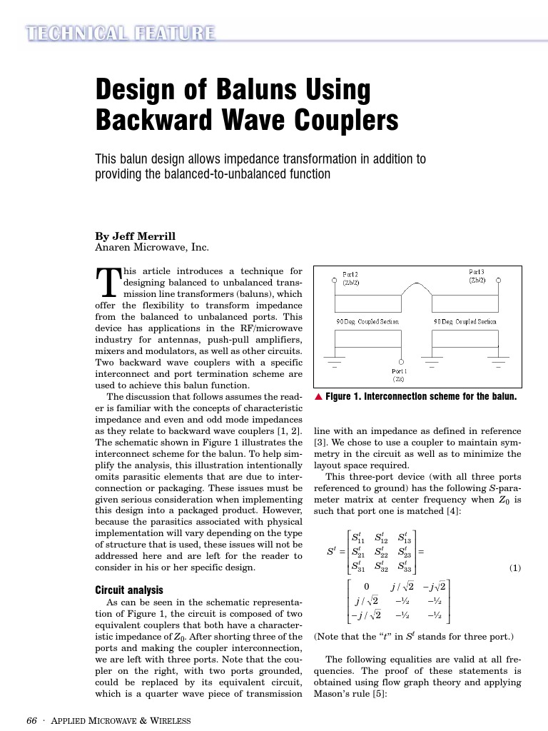 Balun Design | PDF | Electrical Impedance | Bandwidth (Signal Processing)