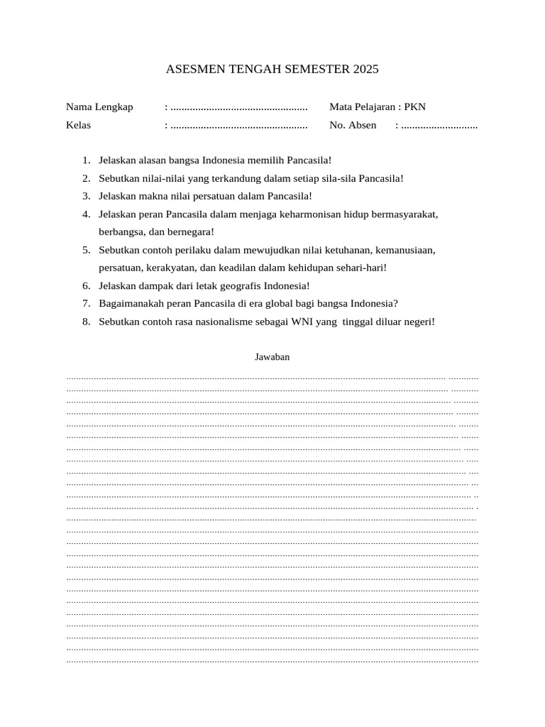 Soal Ats PKN Xii F, G Pak Yudi | PDF