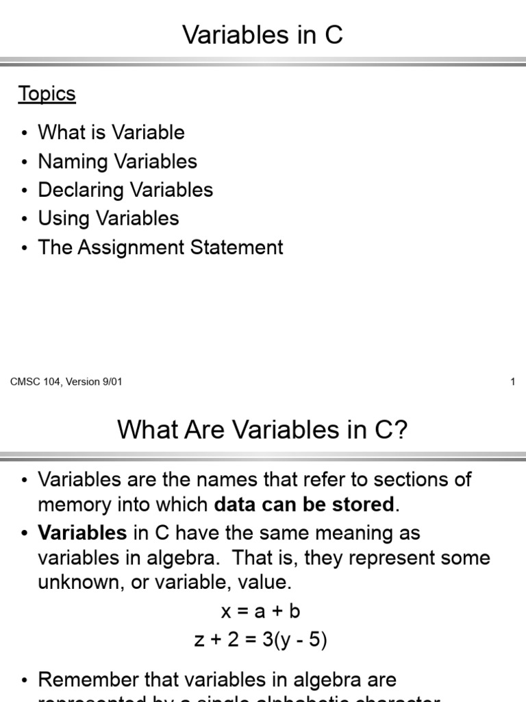 Lecture-2.1-C Variables and Data Type | PDF | Integer (Computer Science) | Variable (Computer ...