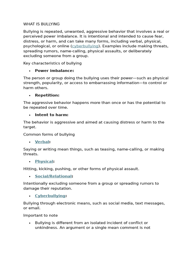 What Is Bullying | PDF